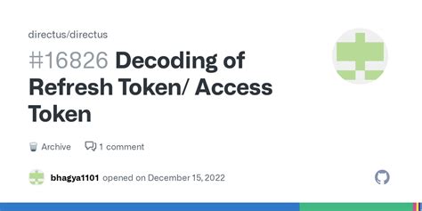 Decoding Of Refresh Token Access Token · Directus Directus · Discussion 16826 · Github