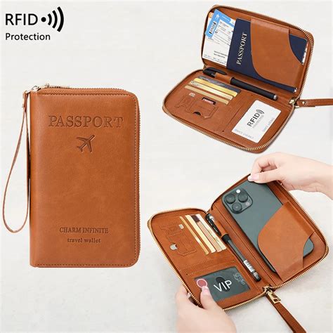 Rfid Blocking Passport Holder Travel Wallet Ticket Credit Card Bag