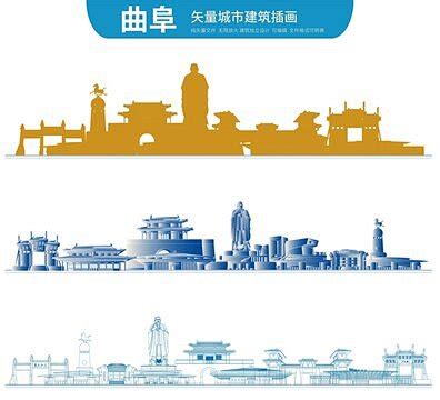 曲阜地标建筑ai矢量素材线稿