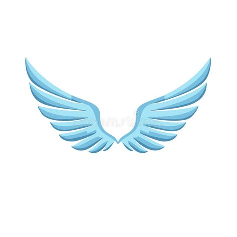 Stylized Light Blue Angel Wings Spread Open Stock Illustration