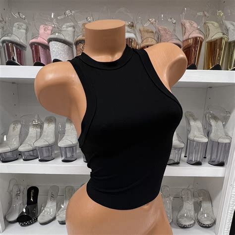 Side Boob Tank Crop Top Black Pleasure Zone