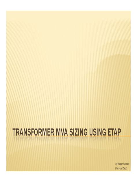 Transformer Sizing Using Etap Pdf Pdf Transformer Electrical Engineering