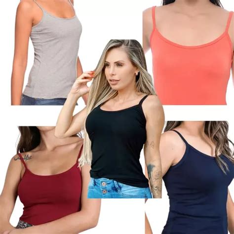 Kit 5 Blusinhas Regata Feminina De Alcinha Básica Atacado