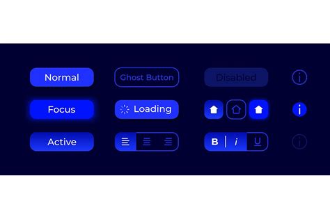 glowing buttons ui elements kit masterbundles