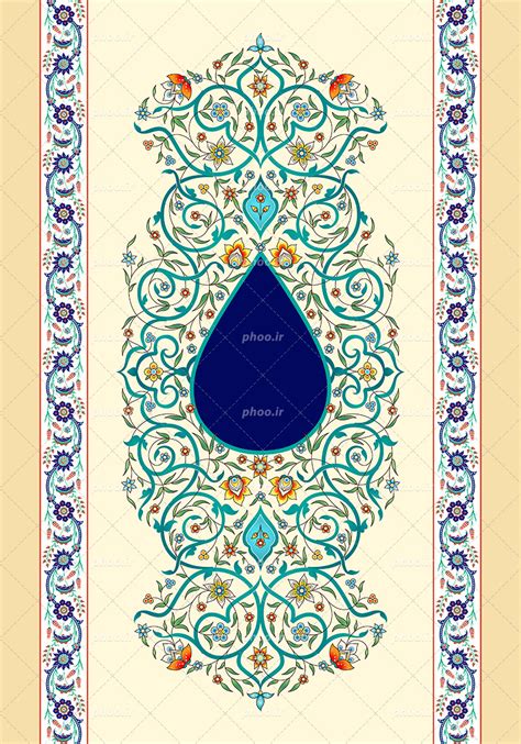 عکس با کیفیت پس زمینه به رنگ کرمی و خطوط اسلیمی به دور قاب با زمینه