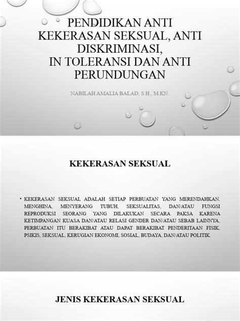 Pendidikan Anti Kekerasan Seksual Anti Diskriminasi Anti Intoleransi