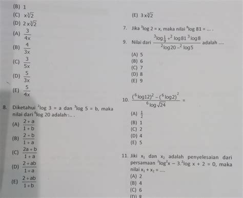 7 Jika 3 Ext Log 2 X Maka Nilai Studyx