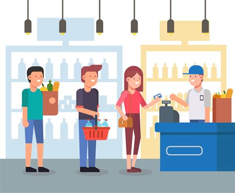 Shopping Queue Vector Vector Art Graphics Freevector