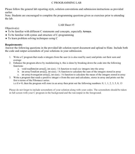 Solved C PROGRAMMING LAB Please Follow The General Lab Chegg
