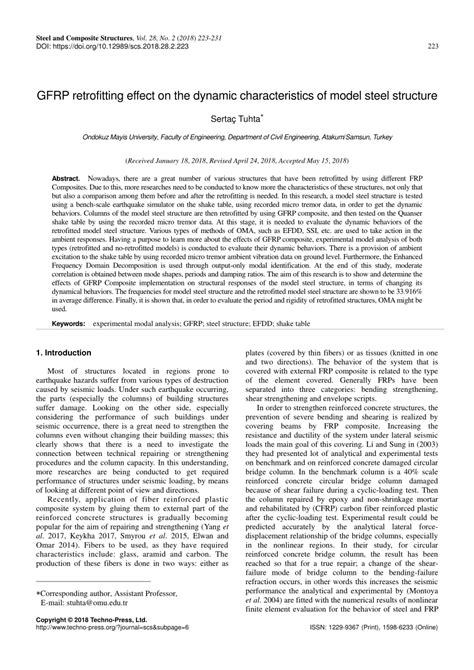 pdf gfrp retrofitting effect on the dynamic characteristics of model