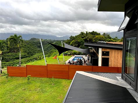 Semi Permanent Removable Shade Sail Structure For A Lanai Area Of A Modern House In Kapaʻa