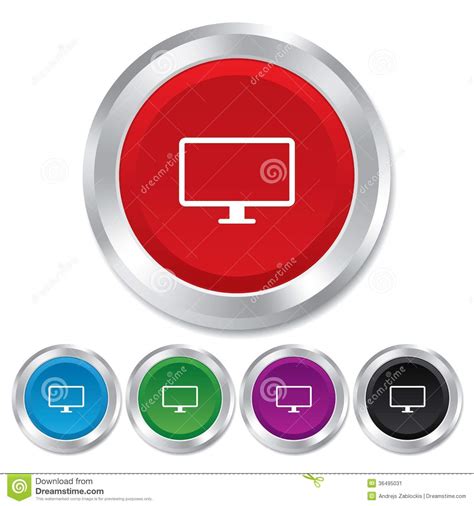 Computer Widescreen Monitor Sign Icon Stock Vector Illustration Of Metal Silver 36495031