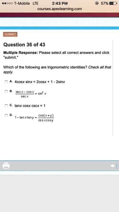 solved which of the following are trigonometric identities check all