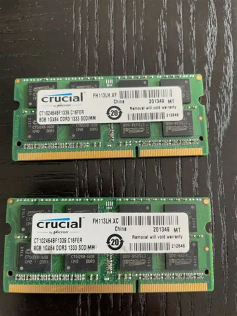 Crucial 8gb 1gx64 Ddr3 1333 So Dimm 204 Laptop Memory X 2 Total Of 16gb