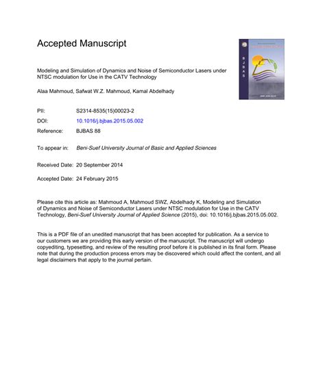 Pdf Modeling And Simulation Of Dynamics And Noise Of Semiconductor