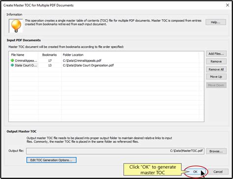 creating table of contents from pdf bookmarks