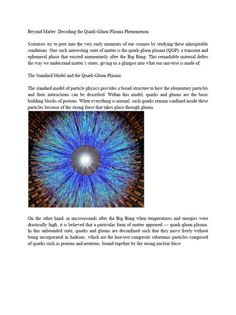Decoding The Quark Gluon Plasma Phenomenon Pdf Particle Physics Quark