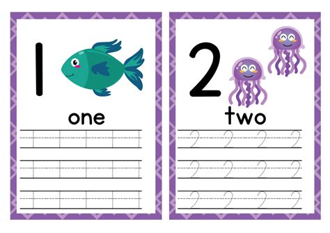 بطاقات تعليمية الأرقام باللغة الإنجليزية Tracing Numbers 1 10 منصة