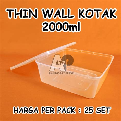 Thinwall 2000ml Kotak Square Food Container Kotak Makan 2000 Ml