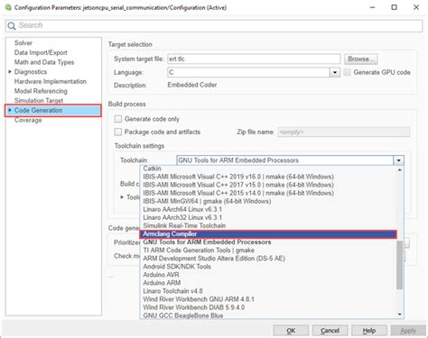 Set Up And Configure Armclang Compiler Toolchain For Code Generation Matlab Simulink