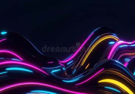 Vibrant Abstract Waves Of Neon Colors Creating A Dynamic Visual Experience Stock Image Image