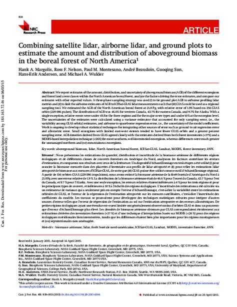 Pdf Combining Satellite Lidar Airborne Lidar And Ground Plots To