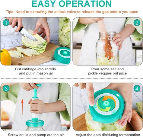 Aieve Fermentation Lids 6 Pack Mason Jar Fermenting Lids With