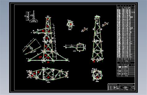 779 3560jj1 铁塔全套结构图 Autocad 2004 模型图纸下载 懒石网