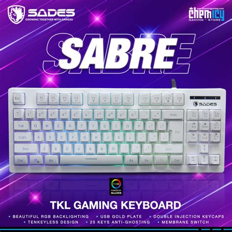 Sades Sabre White Tkl Rgb Gaming Keyboard Lazada Indonesia