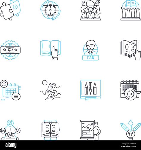 Internet Education Linear Icons Set E Learning Online Digital Web Based Distance Virtual