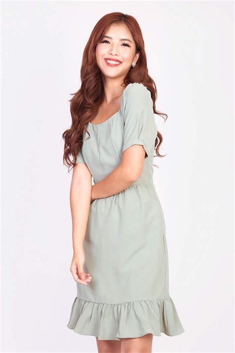 Jazabel Flutter Dress In Sage MGP Women S Fashion Dresses Sets Dresses On Carousell