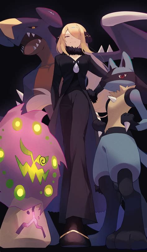Cynthia Lucario Garchomp And Spiritomb Pokemon And 1 More Drawn By