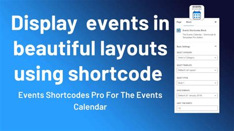 Events Shortcodes Pro For The Events Calendar