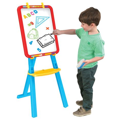 Дъска за писане 2 в 1 с две страни опора цифри букви и магнитни символи 12 броя цветни