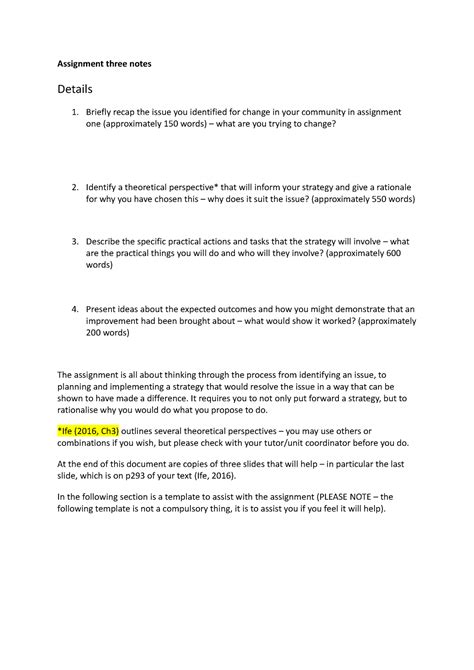 Assignment three notes Assignment three notes Details 1 Brie昀氀y recap the issue you iden琀椀昀椀