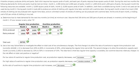 Solved A Textile Company Produces Shirts And Pants Each Shirt