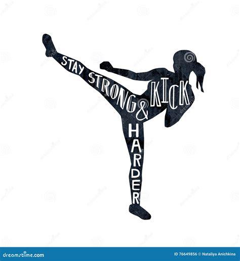Mma Or Kickboxing Woman Fighter Illustration Visualized With Silhouette
