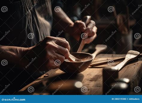 Trabajador De La Madera Con Herramientas Manuales Para Dar Forma A Una
