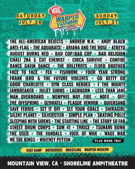 Vans Warped Tour Announces Th Anniversary Show Lineups The Rock Revival