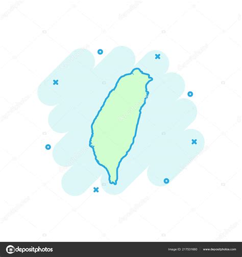 Cartoon Colored Taiwan Map Icon Comic Style Country Illustration