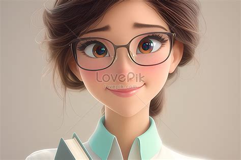 책을 들고 웃는 여성 교사 일러스트 무료 다운로드 Lovepik