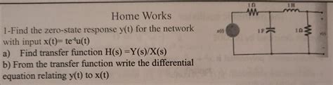 Solved Home Works 1 Find The Zero State Response Yt For