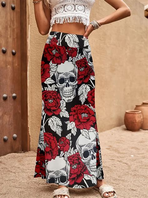 Tribal Print High Waist Skirts Boho Slim Summer Maxi Skirts Temu