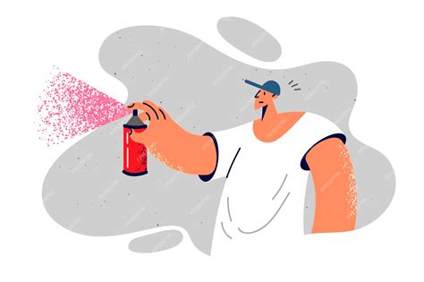 Premium Vector Man Paints Graffiti Using Spray Paint To Walls And