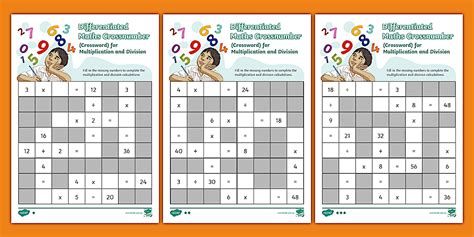 Multiplication And Division Maths Crossnumber Crossword