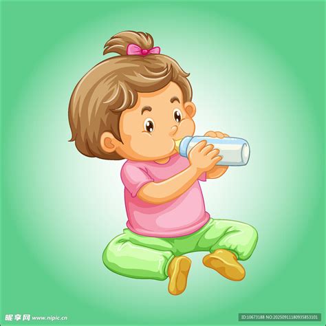 小女孩坐着开心喝奶瓶设计图 图片素材 其他 设计图库 昵图网