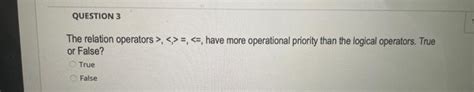 Solved The Relation Operators