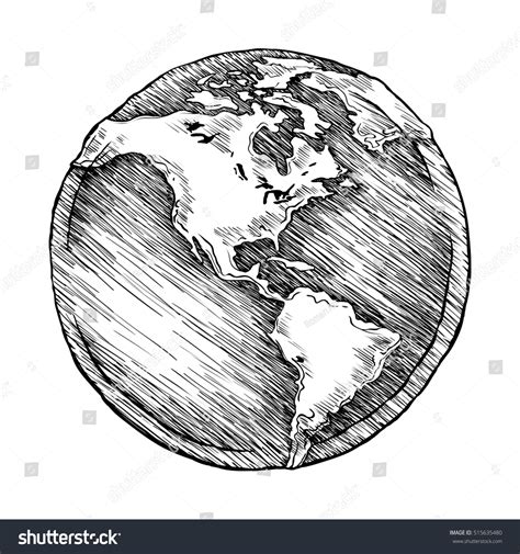 Globe Outline Drawing Vector Illustration Sketchy Stock Vector Royalty