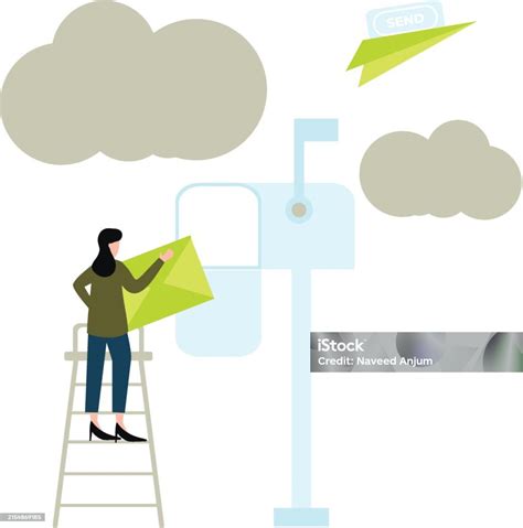 Ilustración De Una Chica Está Enviando Un Correo Electrónico A Través