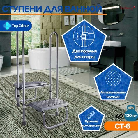 Ступень СТ-6 с поручнем Belberg для ванной комнаты - купить с доставкой ...